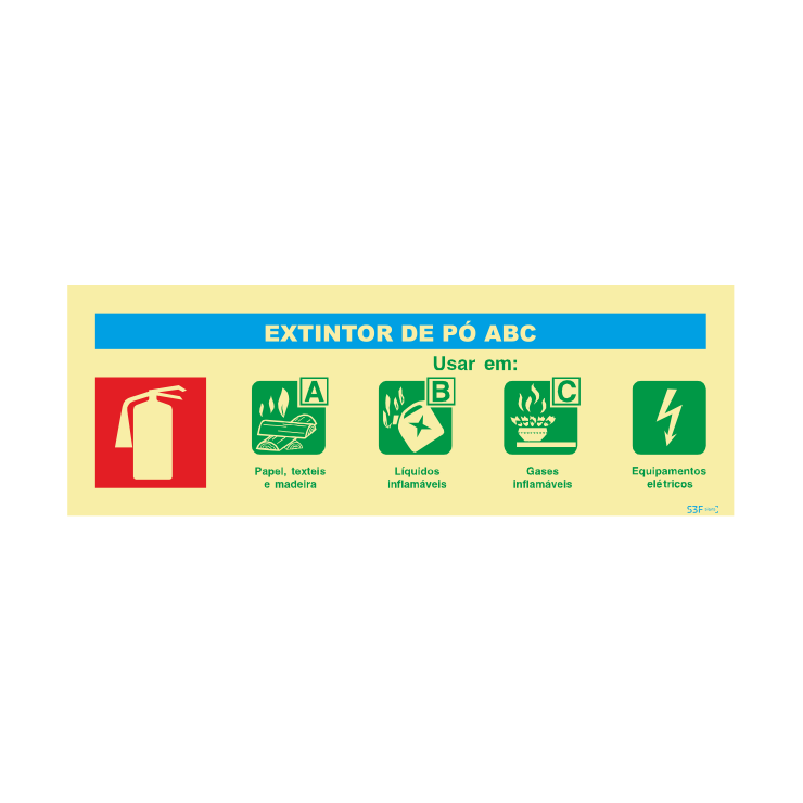 Sinal de agente de extintor numerado de Pó ABC Simples